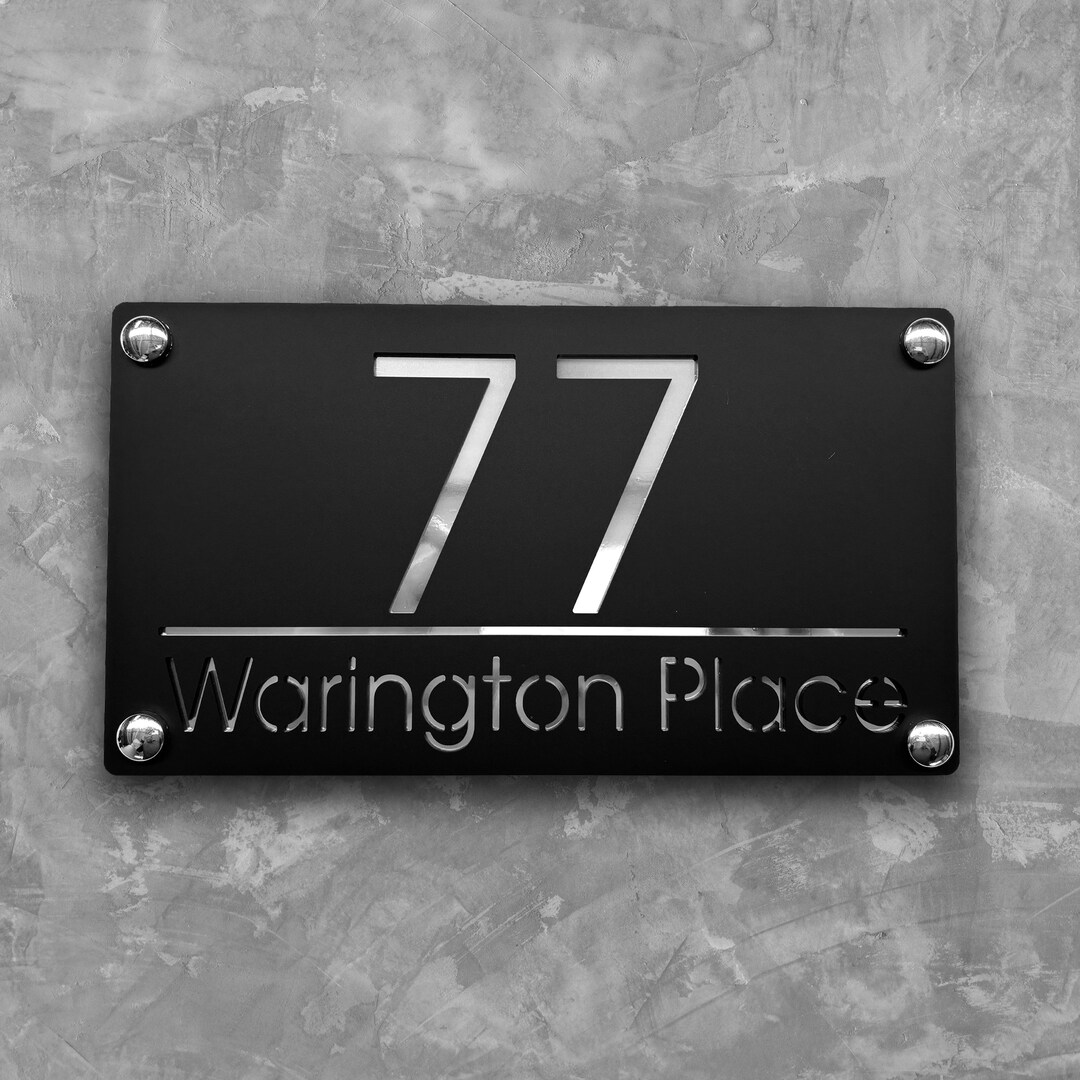 House Number and Name Wall Plaque UK Precision Cut Acrylic House Number ...