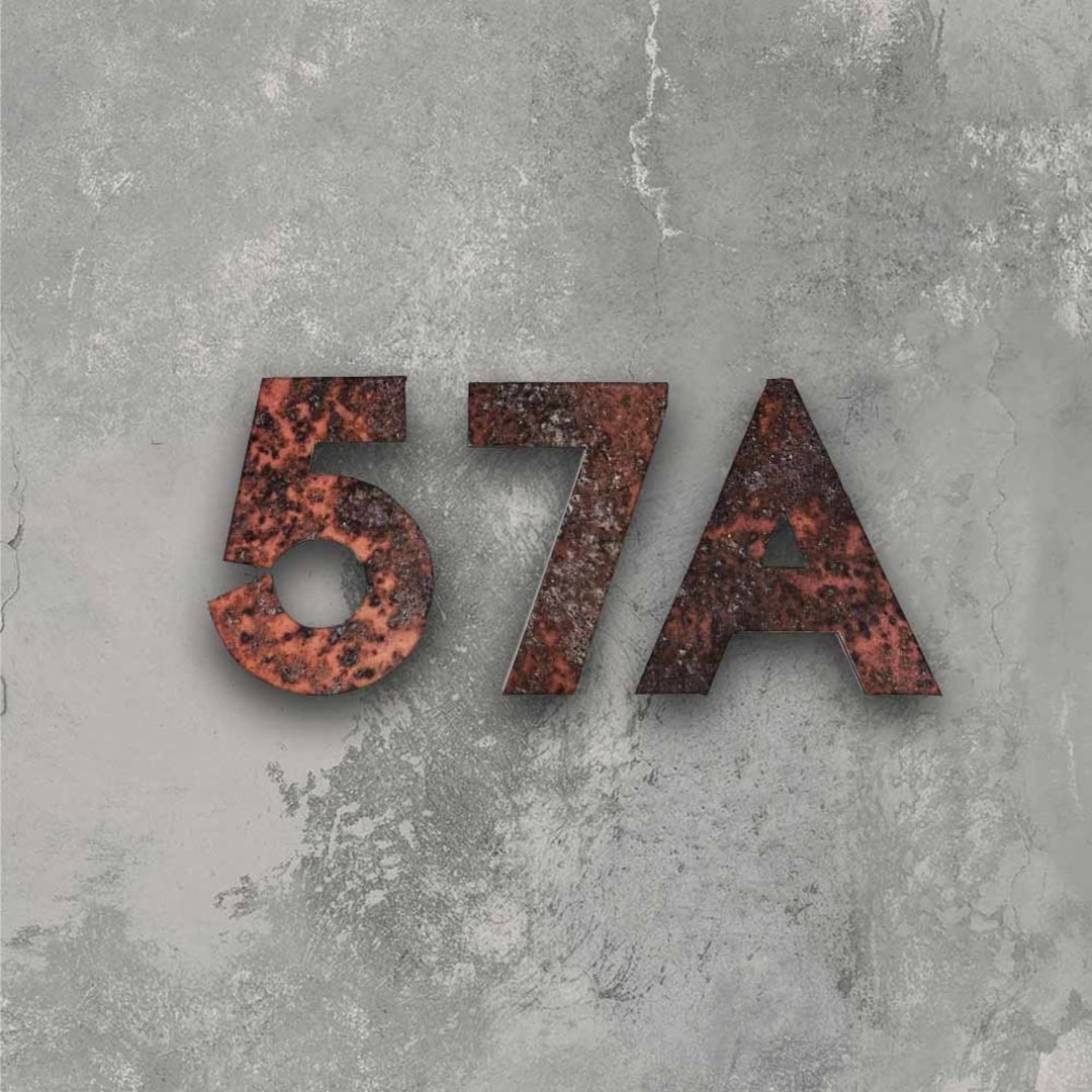 Rustic Floating House Numbers Modern Rust Effect High Letter Sign for ...