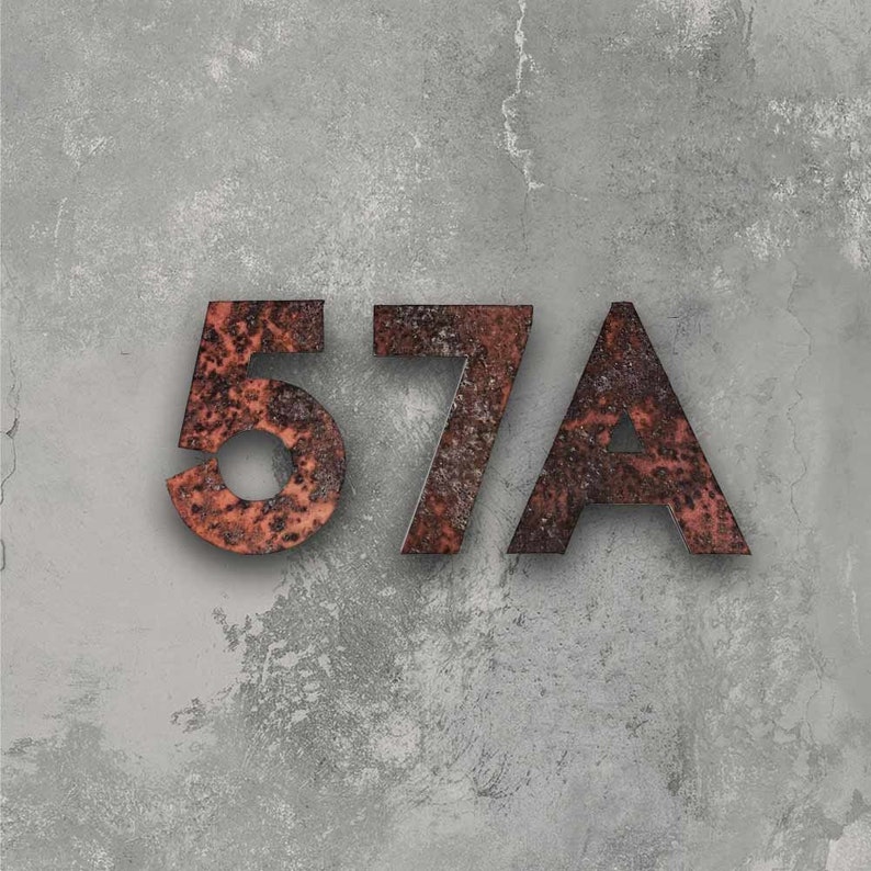 Rustic Floating House Numbers Modern Rust Effect High Letter Sign for ...