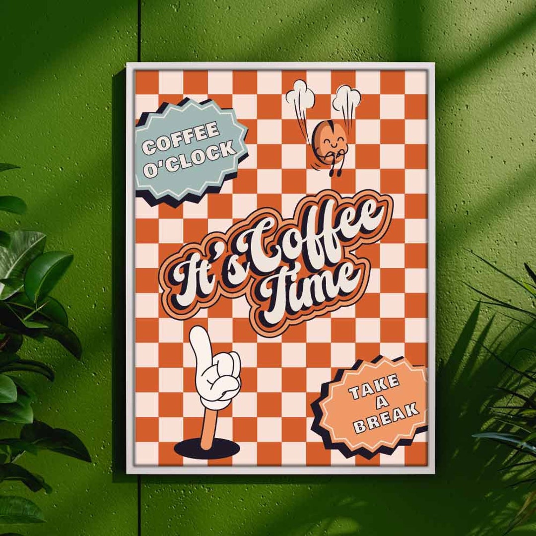 Retro Coffee Poster Coffee Décor Retro Wall Art Vintage Coffee Poster ...