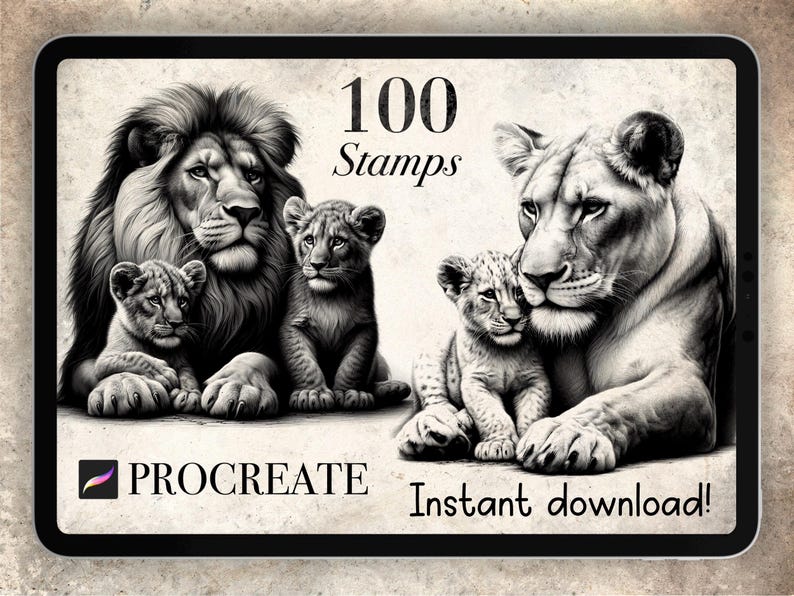 100 Lion Stamps Procreate, Tattoo Stamps, Tattoo Designs, Lion Portrait ...