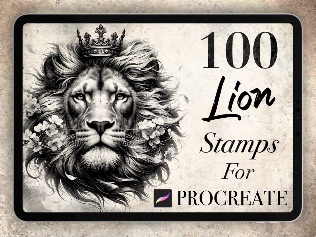 100 Lion Stamps Procreate, Tattoo Stamps, Tattoo Designs, Lion Portrait ...
