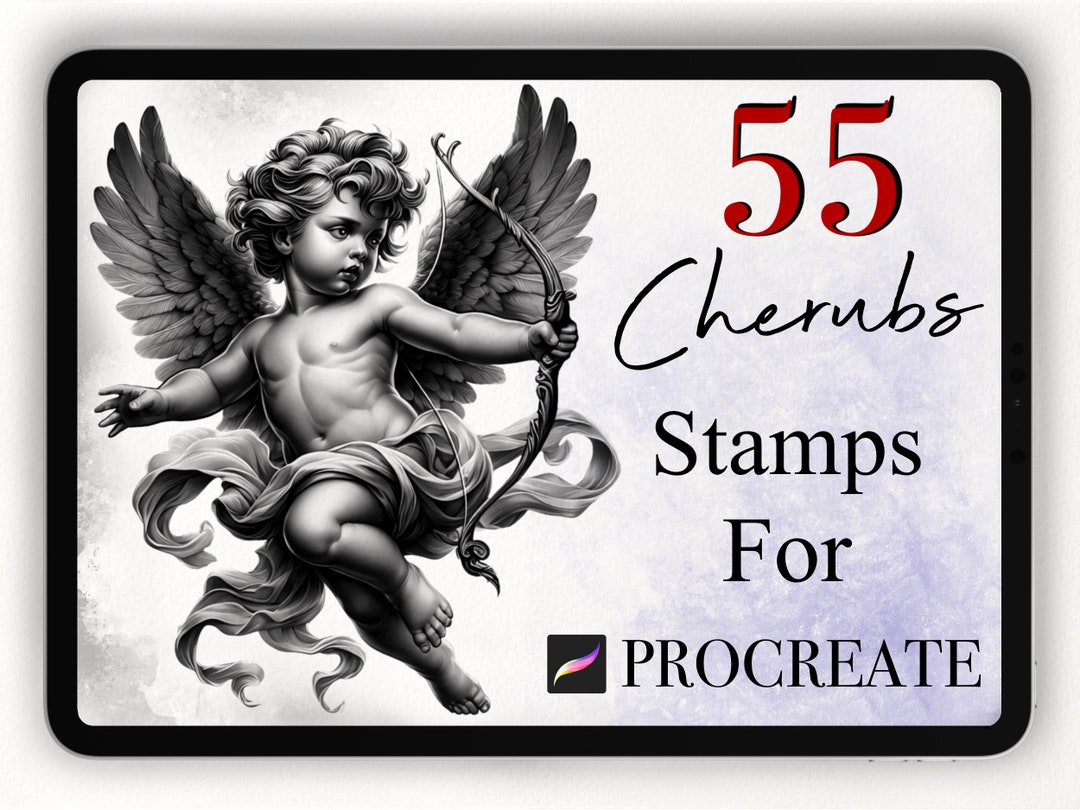 55 Procreate Cherubs Stamps, Angel Brushes, Cupid Tattoo Stamps, Angels ...