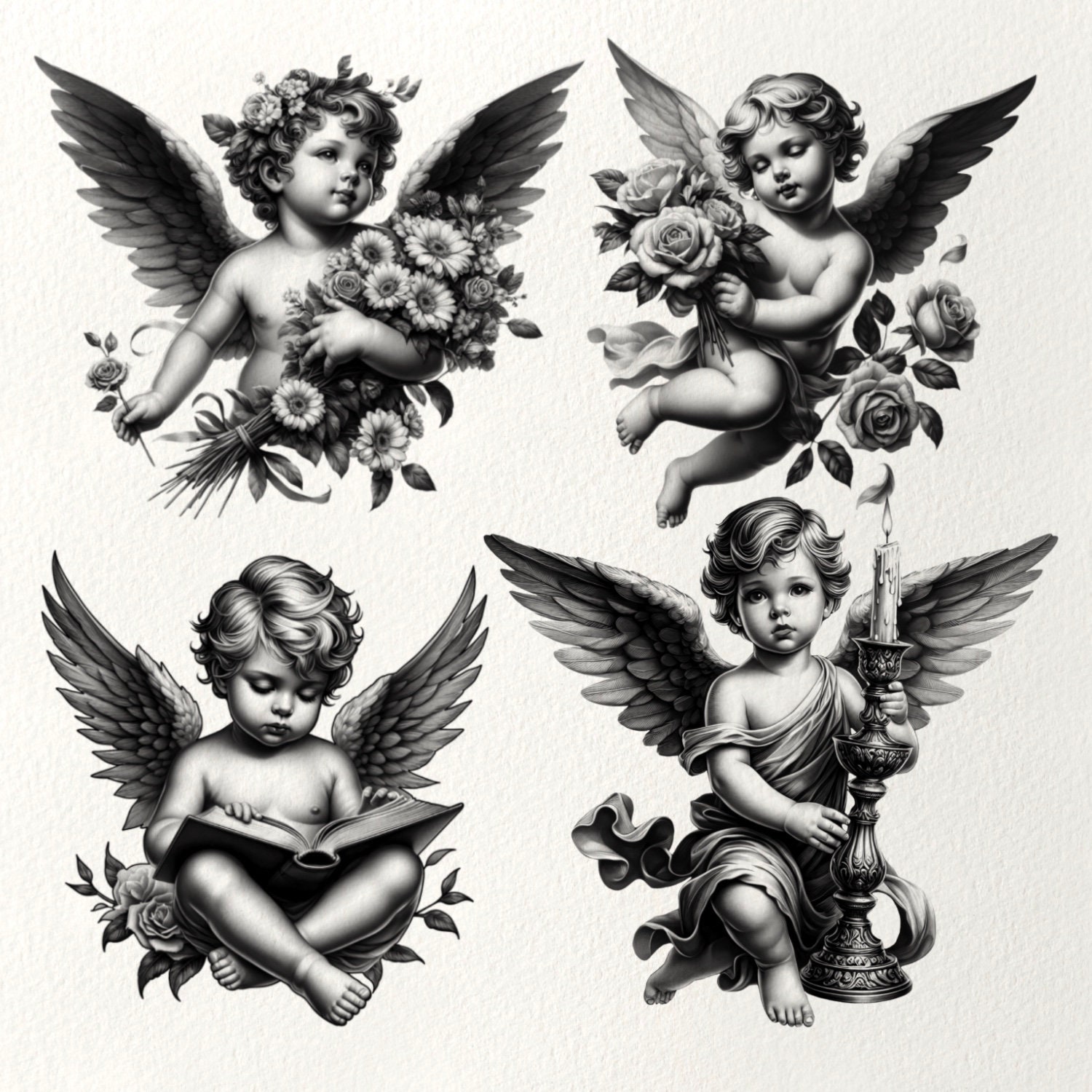 55 Procreate Cherubs Stamps, Angel Brushes, Cupid Tattoo Stamps, Angels ...