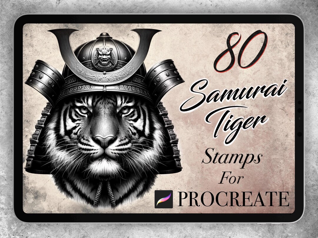 80 Samurai Tiger Stamps for Procreate, Tiger Brushes, Tiger Tattoo ...