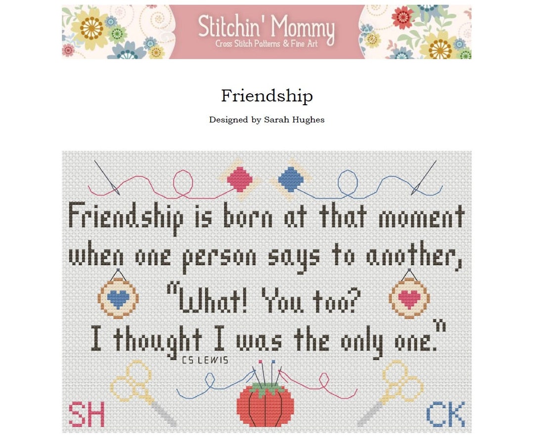 PRINT COPY - Friendship Cross Stitch Pattern - Etsy
