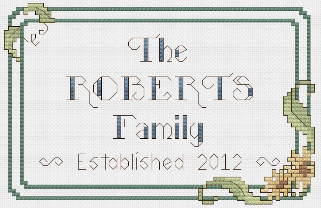 Floral Last Name Cross Stitch Pattern - Personalized PDF - Etsy