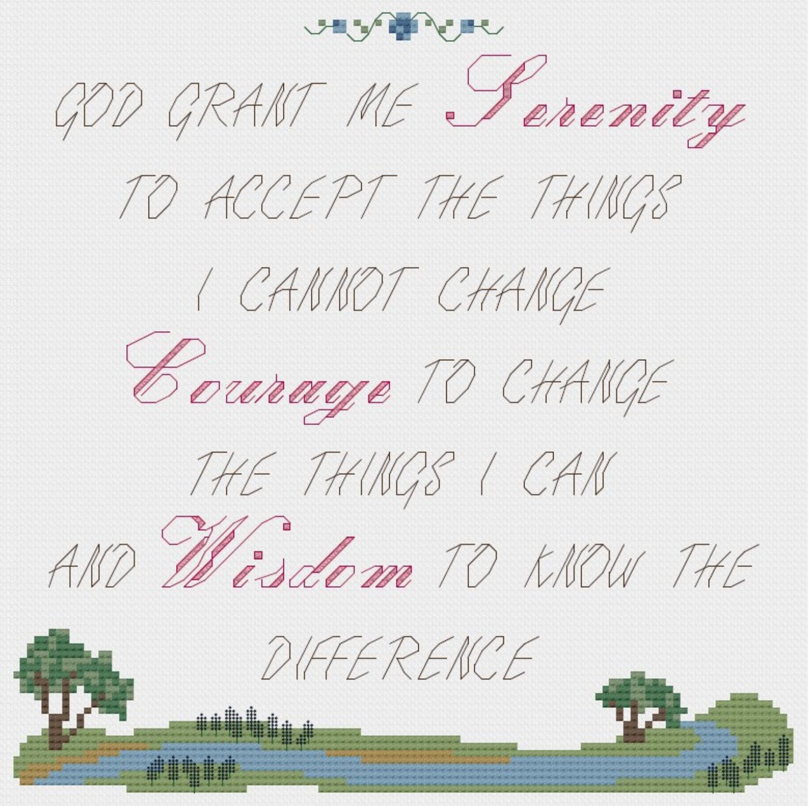 Serenity Prayer Cross Stitch Pattern PDF Instant Download - Etsy