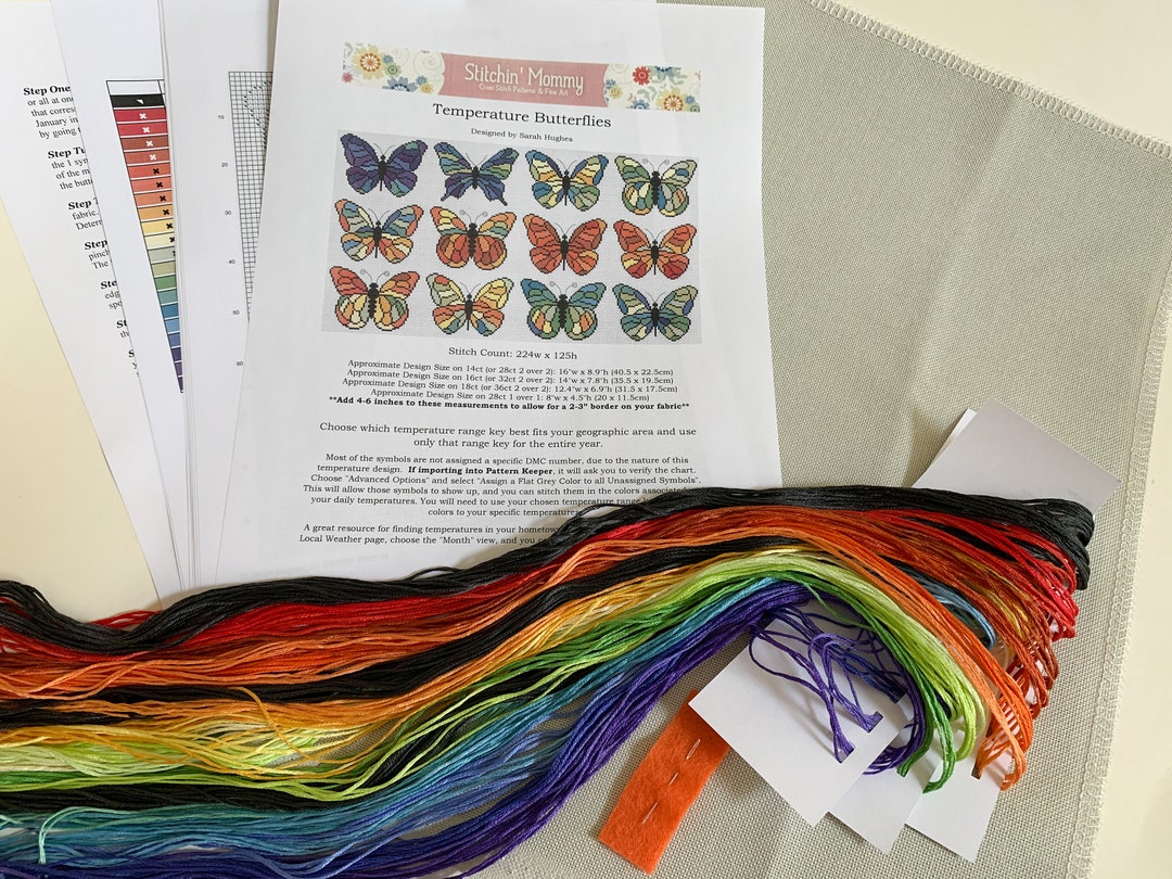 Temperature Butterflies Cross Stitch KIT - Etsy