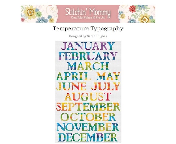 Sewing & Needlecraft Cross Stitch Temperature Typography cross stitch ...