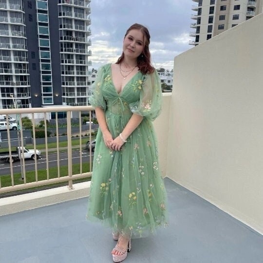 Plus Size Fairy Prom Dress, Green Prom Dress, Fairycore Dress, Corset ...