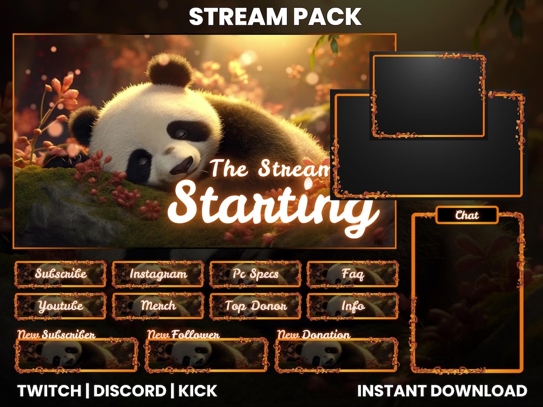 Cute Panda Twitch Stream Pack | Animated OBS Overlays - Etsy