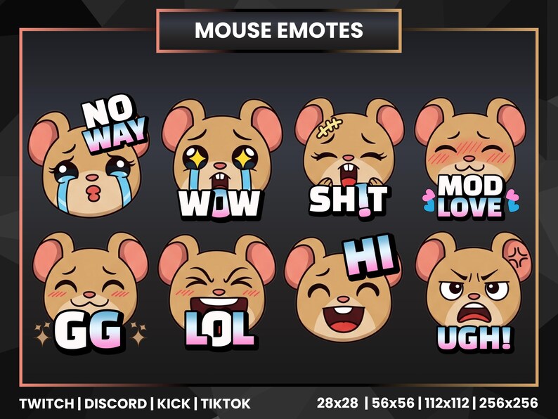16 Cute Mouse Stream Emotes | Mouse Meme Emotes | Mouse Emotes | Kawaii ...
