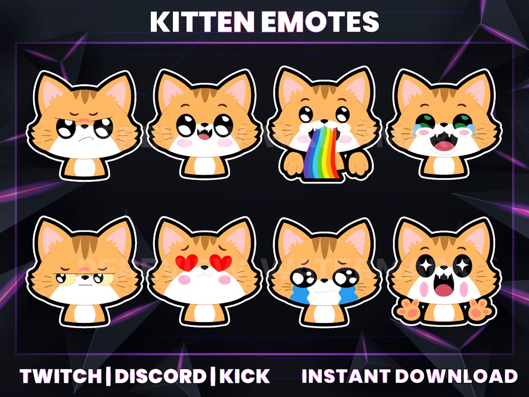 Kitten Emotes Twitch Sub Badges Kitten Bit Badges Cute Cat Emotes ...