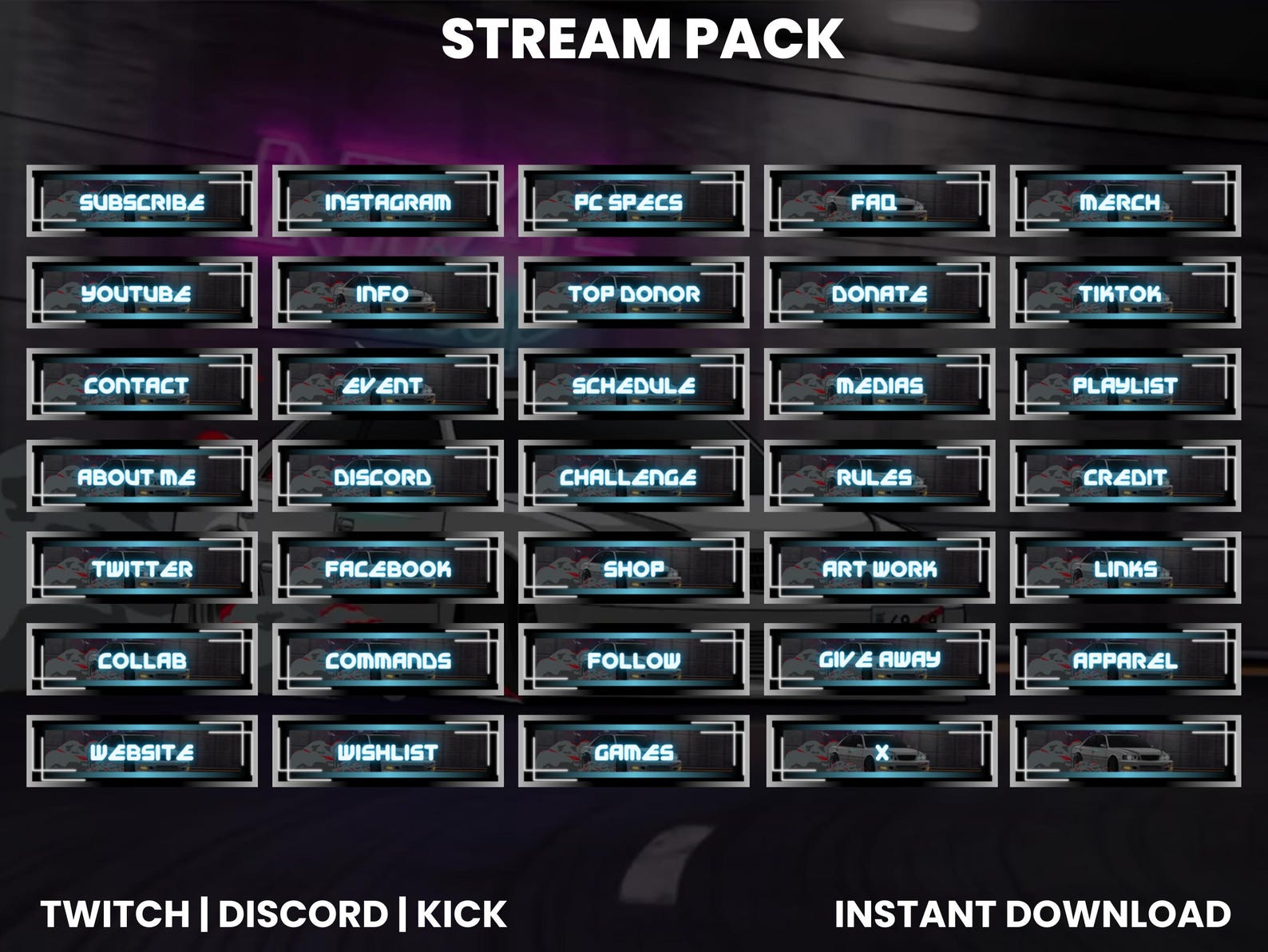 Car Themed Stream Pack | Car Overlays | Twitch Stream Pack |twitch Car ...