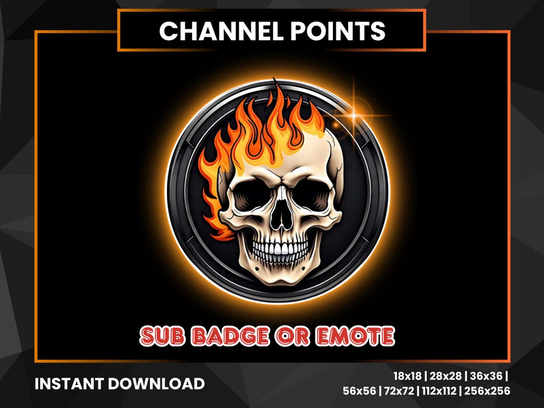 Flame Skull Twitch Emote | Fire Channel Point Reward (digital Download ...