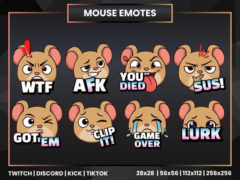 16 Cute Mouse Stream Emotes | Mouse Meme Emotes | Mouse Emotes | Kawaii ...