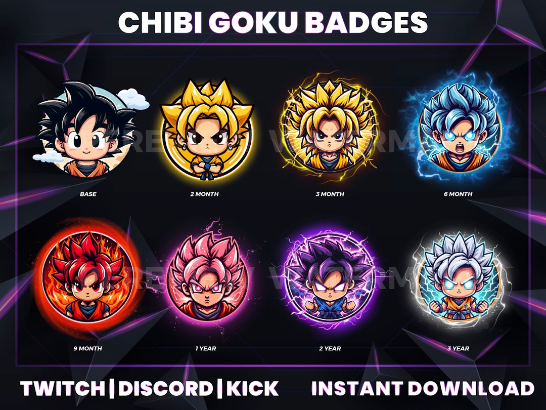Chibi Goku Twitch Sub Badges Bit Badges for Streamers Cute Anime Stream ...