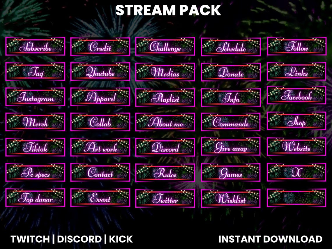 2025 New Year Fireworks Stream Pack | Animated OBS Overlay - Etsy