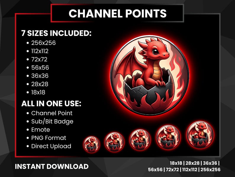 Kawaii Red Dragon Twitch Emote | Channel Point, Sub Badge (digital ...