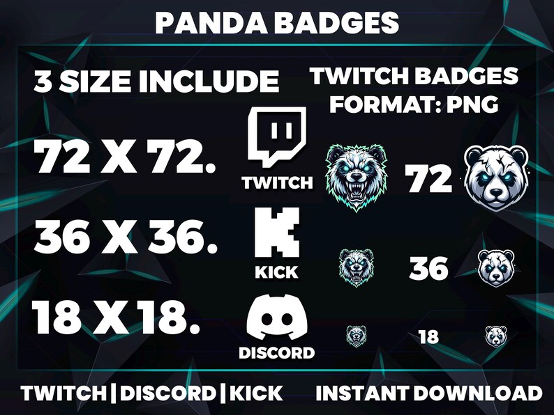 Panda Custom Twitch Sub Badges Cute Panda-themed Bit Badges for Twitch ...