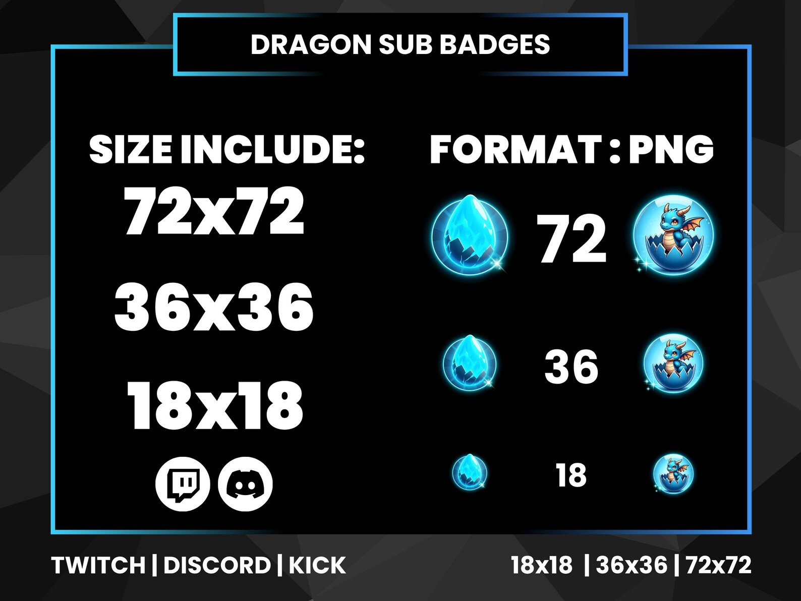 Blue Dragon Evolution Sub Badges | Twitch, Discord, Kick (instant ...