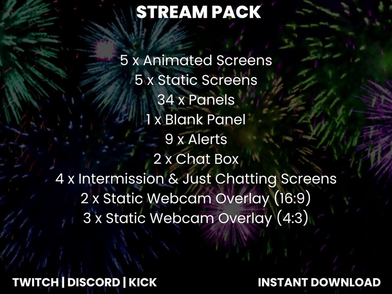 2025 New Year Fireworks Stream Pack | Animated OBS Overlay - Etsy