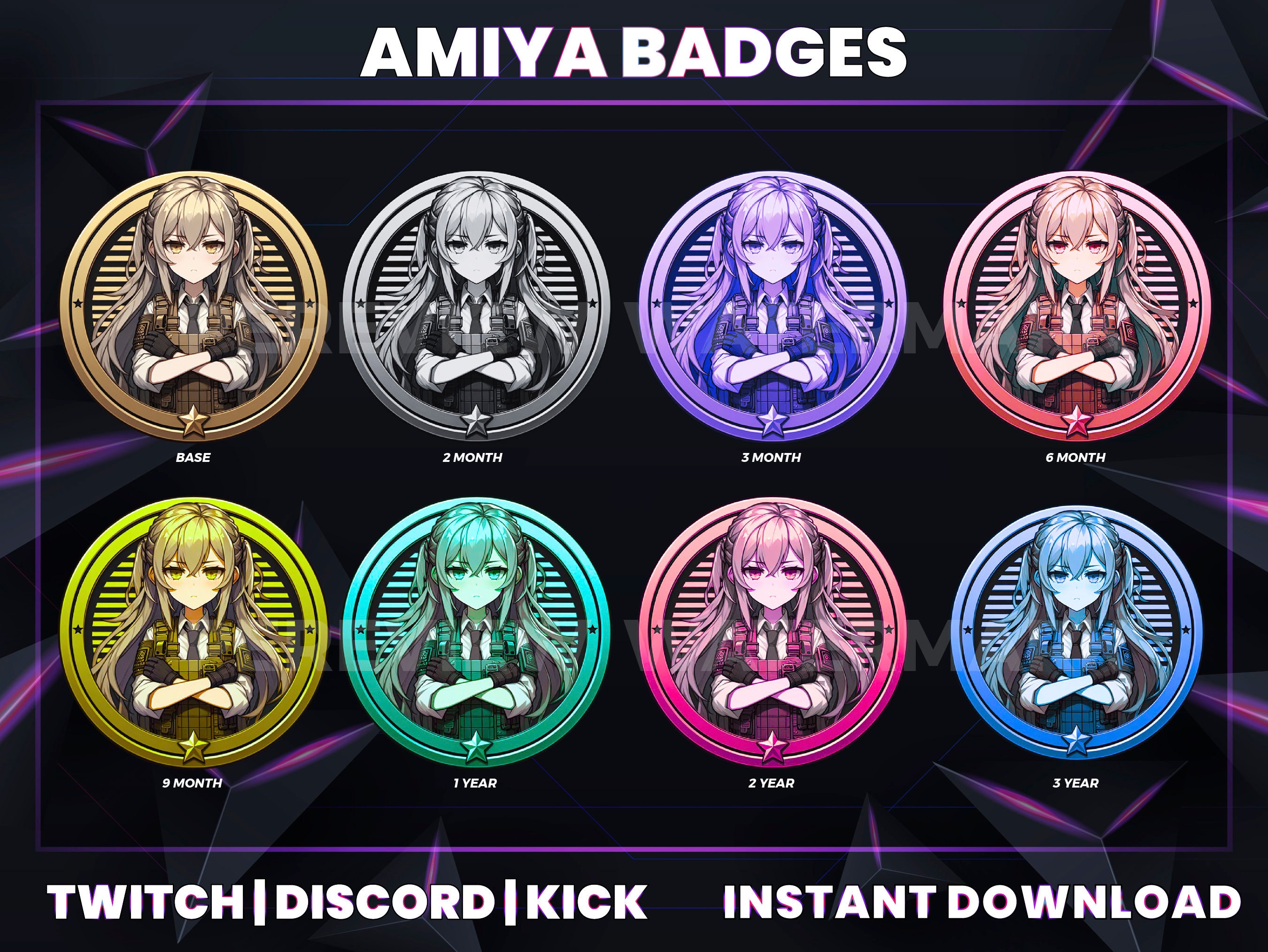 Badges for Twitch Sub & Bit Badges Anime Emotes Sub Badges Bit Badges ...
