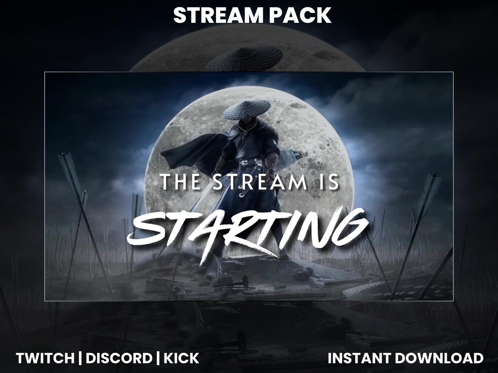 Moonlight Samurai Twitch Stream Pack | Animated Screens, Overlays ...