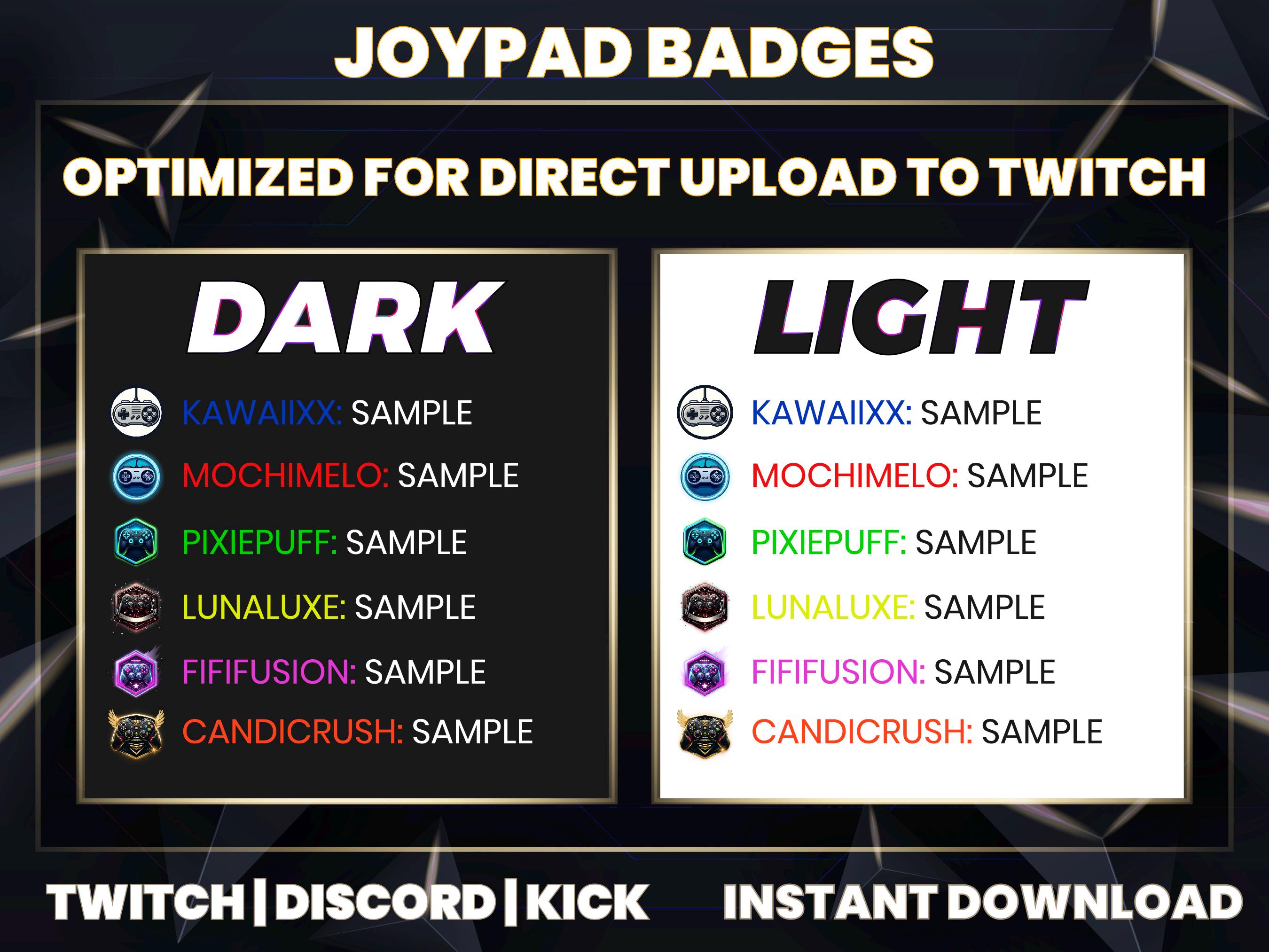 Joypad Bit Badges for Twitch Streamers Custom Gaming Controller Sub ...