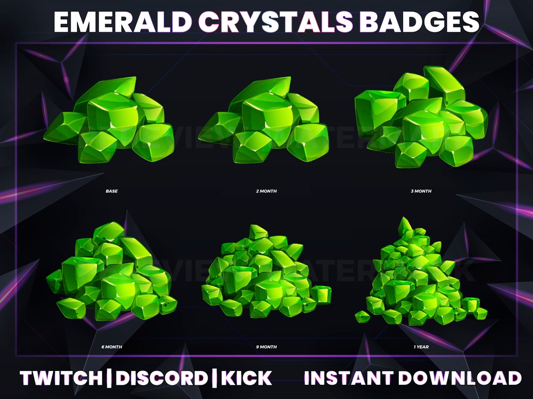 Emerald Crystal Twitch Sub Badges Sparkling Bit Badges Custom Twitch ...
