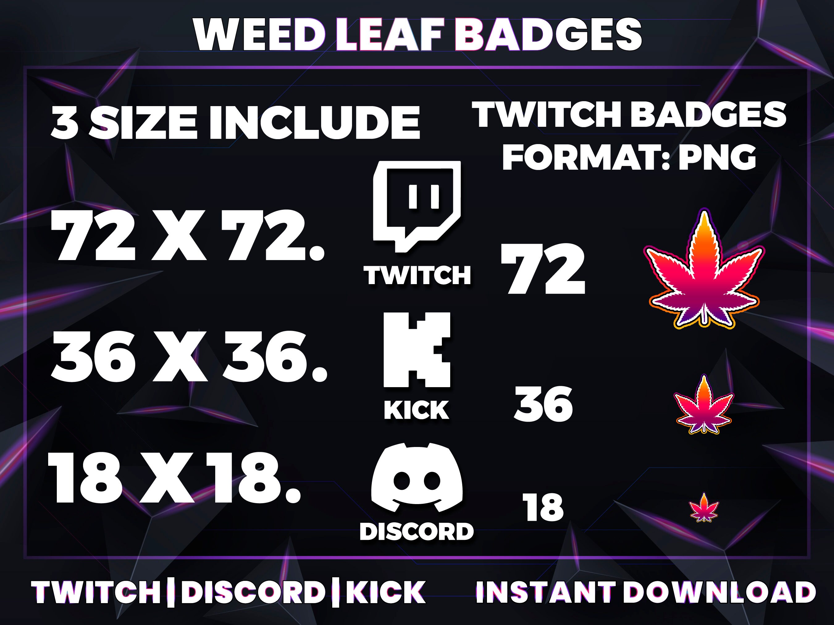 Weed Leaf Twitch Sub Badges Weed Leaf Custom Bit Badges Cannabis Emotes ...