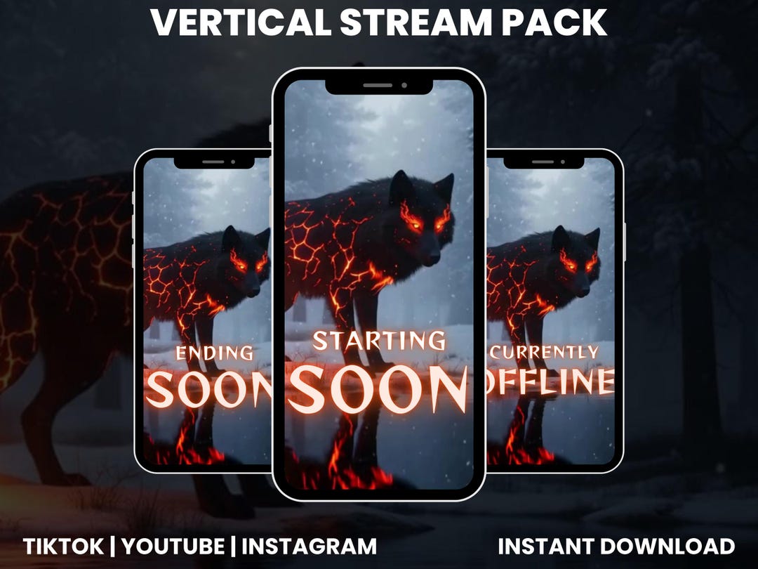 Vertical Fire Wolf Stream Pack | Wolf Stream Package | Dark Animated ...