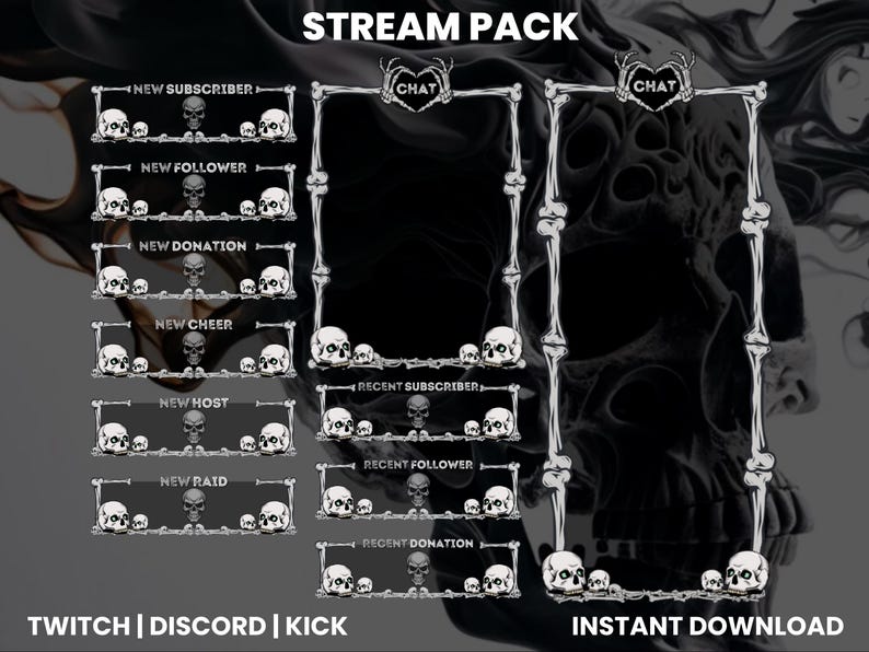 Skull Twitch Stream Pack | Gothic Dark Theme - Etsy