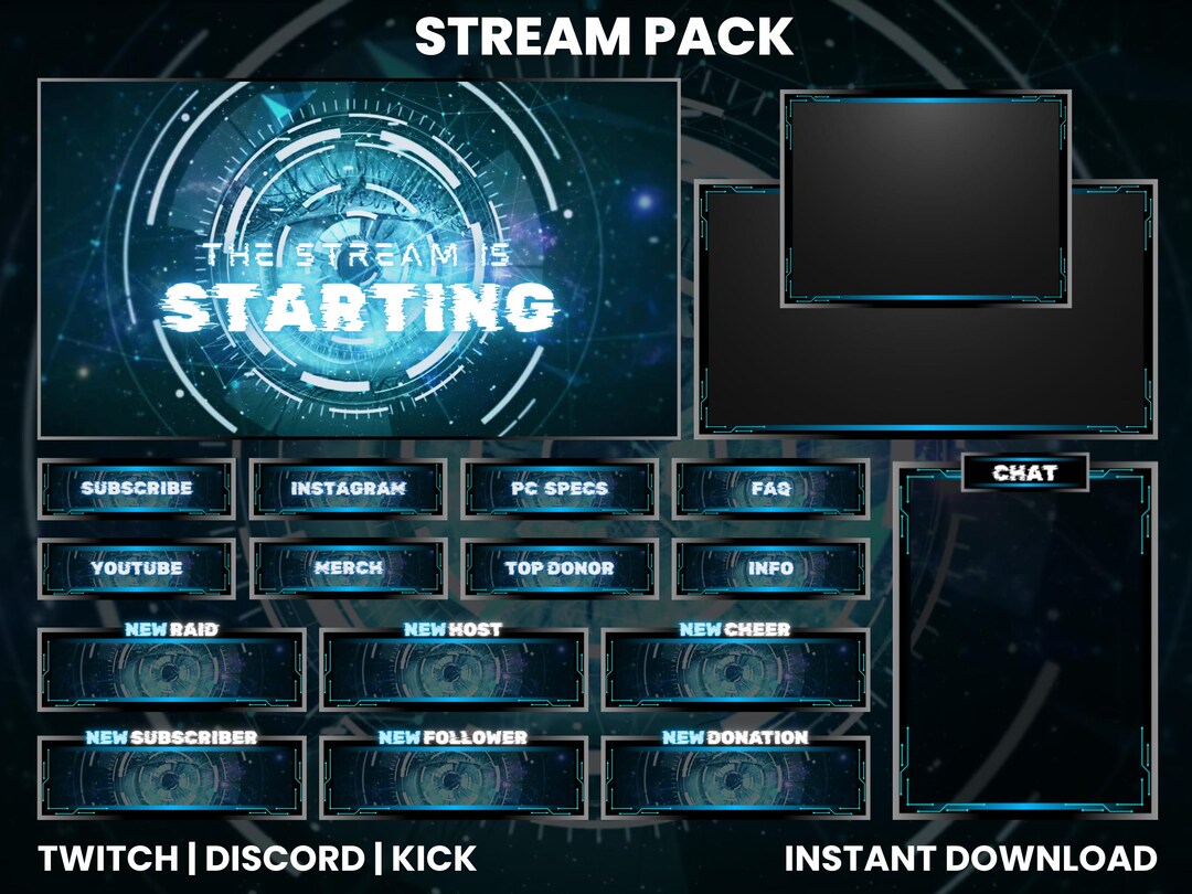 Hi-tech Stream Pack| Tech Stream Design | Tech Chatbox Overlay | Twitch ...