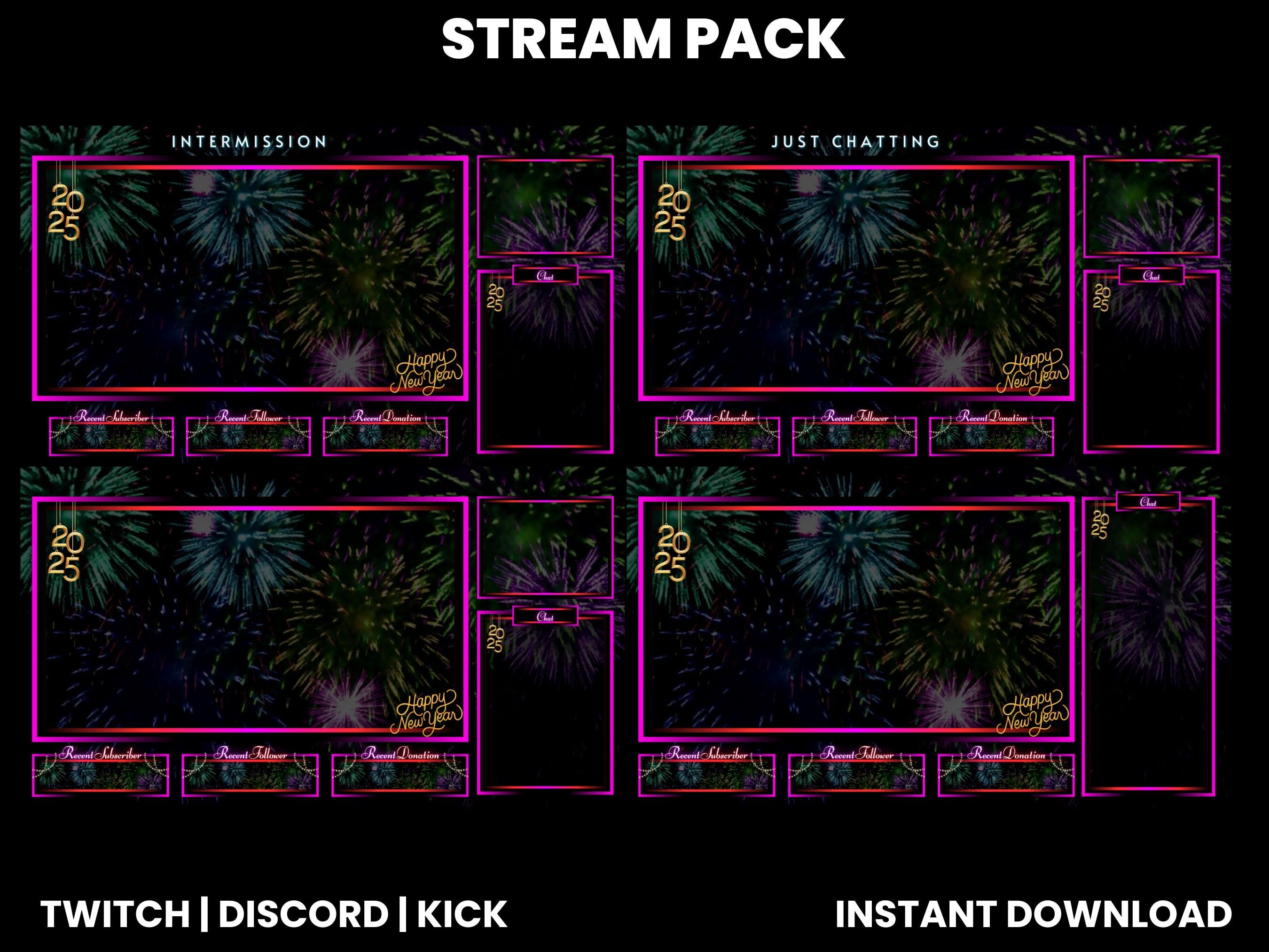 2025 New Year Fireworks Stream Pack | Animated OBS Overlay - Etsy