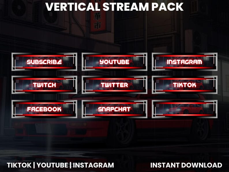 Red Car Vertical Stream Pack | Tick Tock Car Overlays | Stream Pack ...
