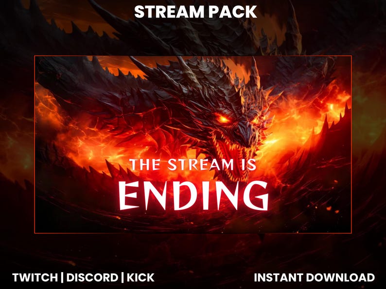 Dragon Fire Twitch Stream Pack | Animated Overlay, Screens & Panels - Etsy