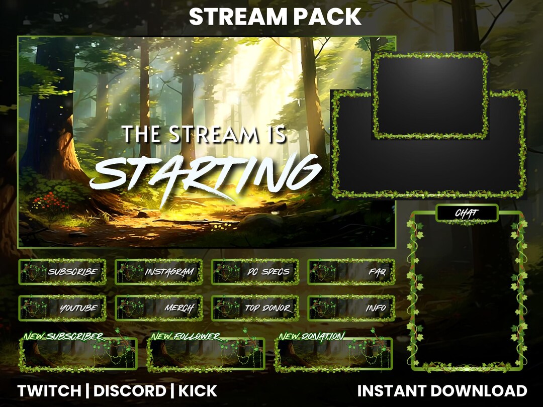 Green Forest Stream Package | Nature Twitch Overlay | Nature OBS ...