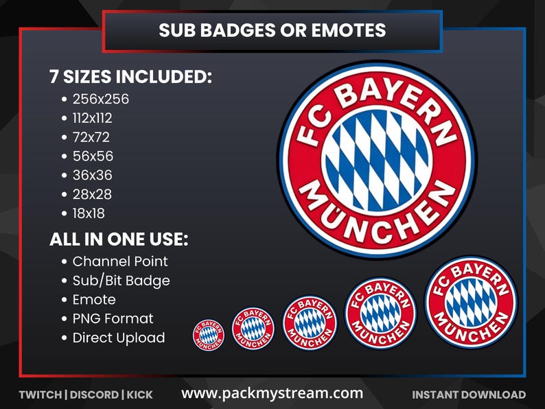 FC Bayern Munich Twitch Sub Badges | German Football Stream Emotes ...