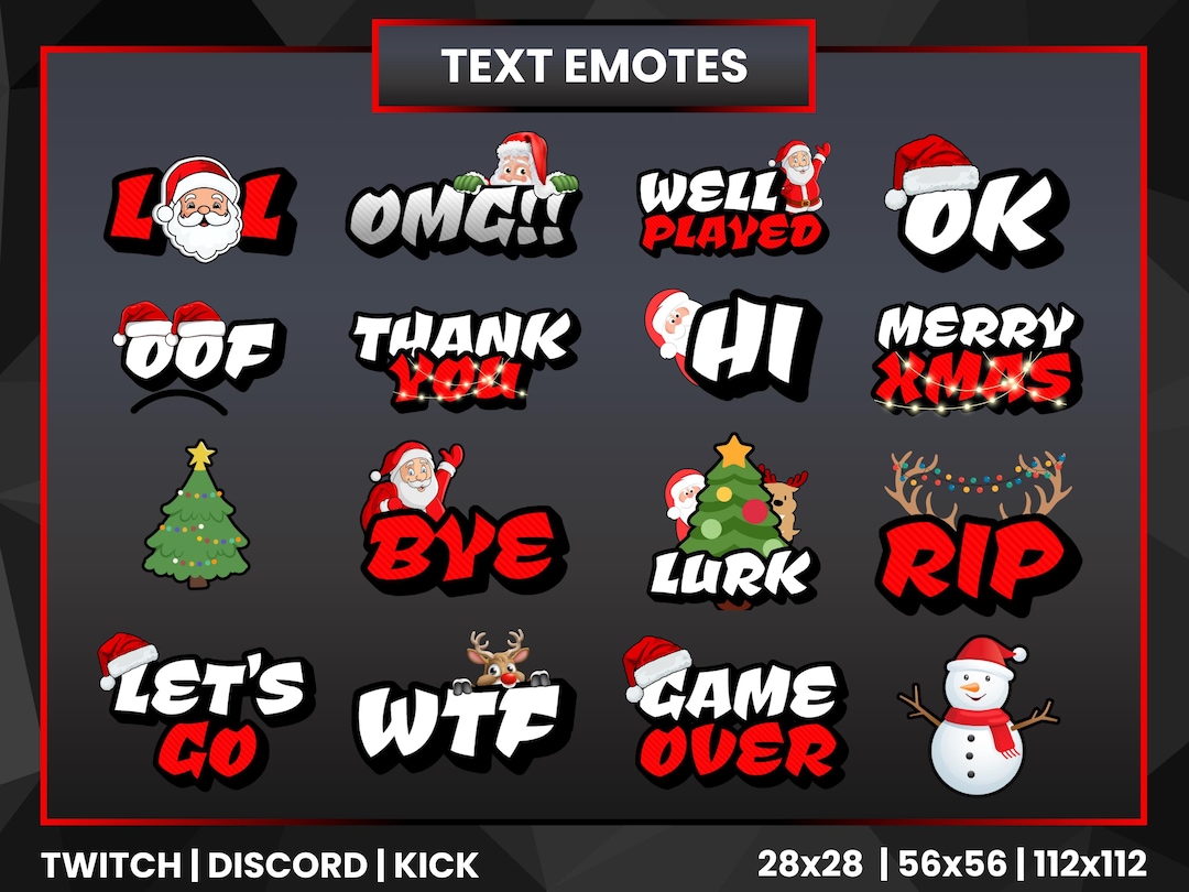Christmas Text Emotes | Twitch, Discord, Kick (PNG) - Etsy