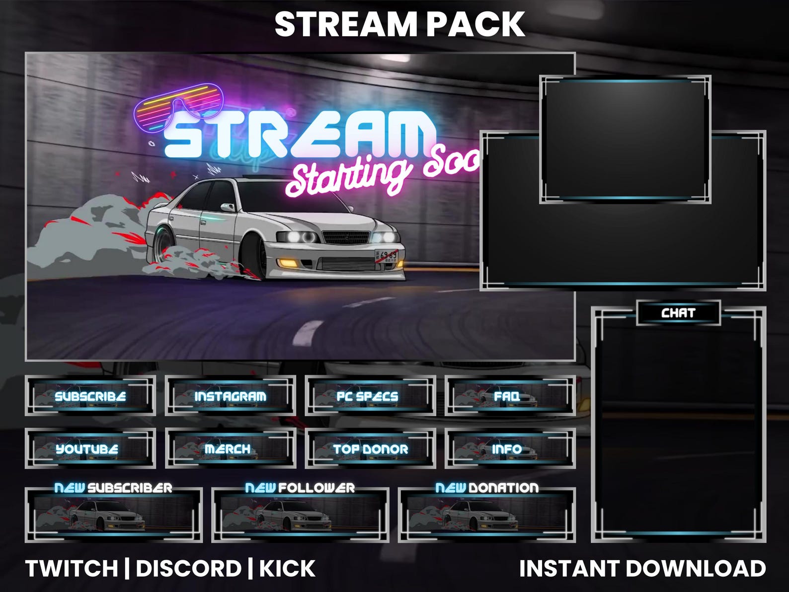 Car Themed Stream Pack | Car Overlays | Twitch Stream Pack |twitch Car ...