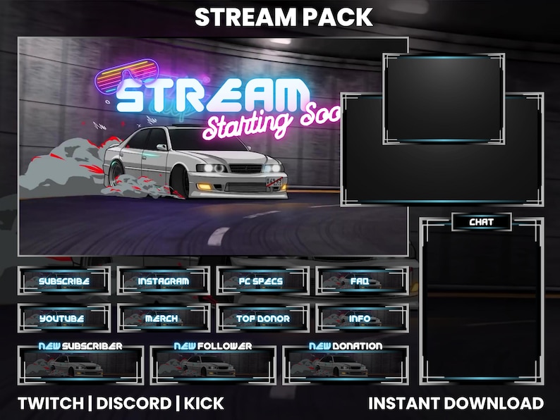 Car Themed Stream Pack | Car Overlays | Twitch Stream Pack |twitch Car ...