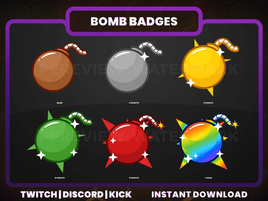 Explosive Bomb Twitch Sub Badges Dynamic Bit Badges for Streamers High ...