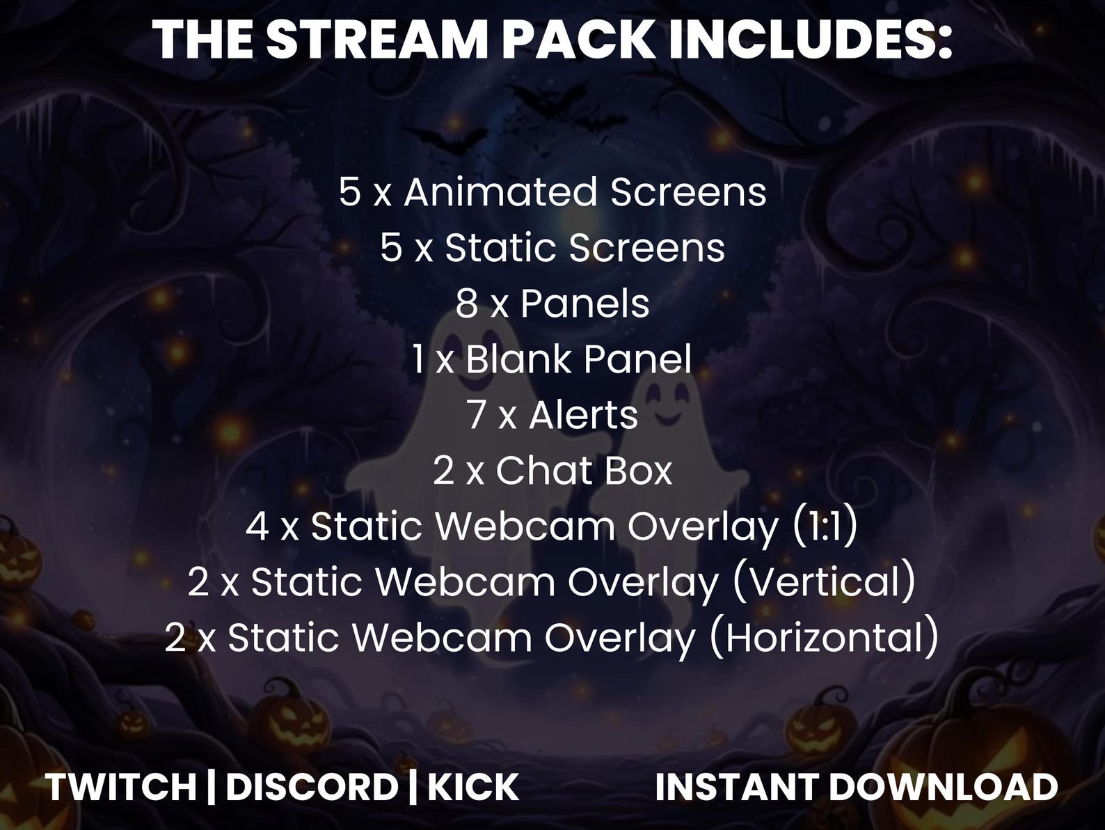 Purple Ghost Vertical Halloween Stream Pack | Animated Twitch Overlay ...