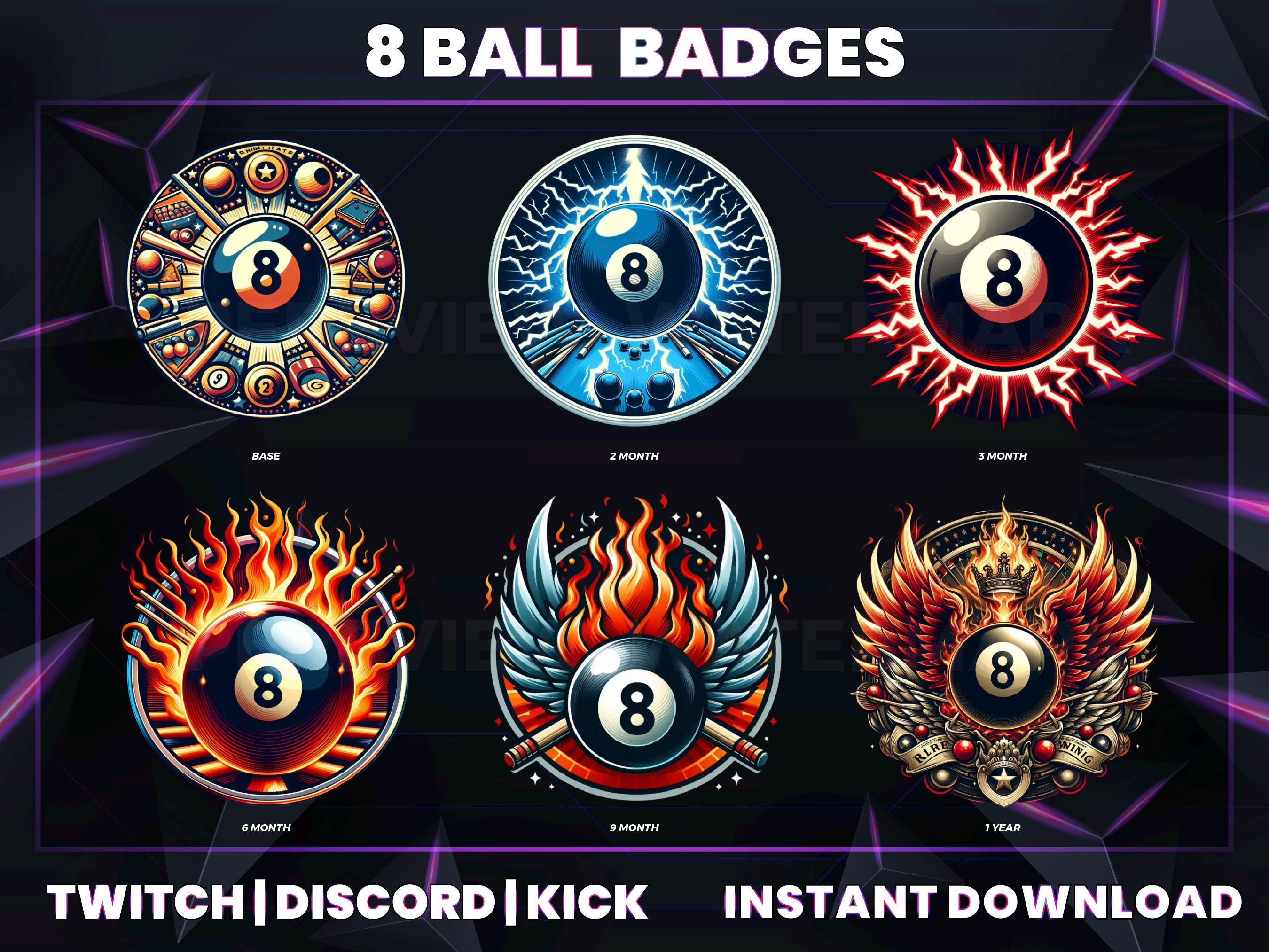 8 Ball Bit Badges for Twitch Badges Sub Twitch Bit Badges for Streamers ...