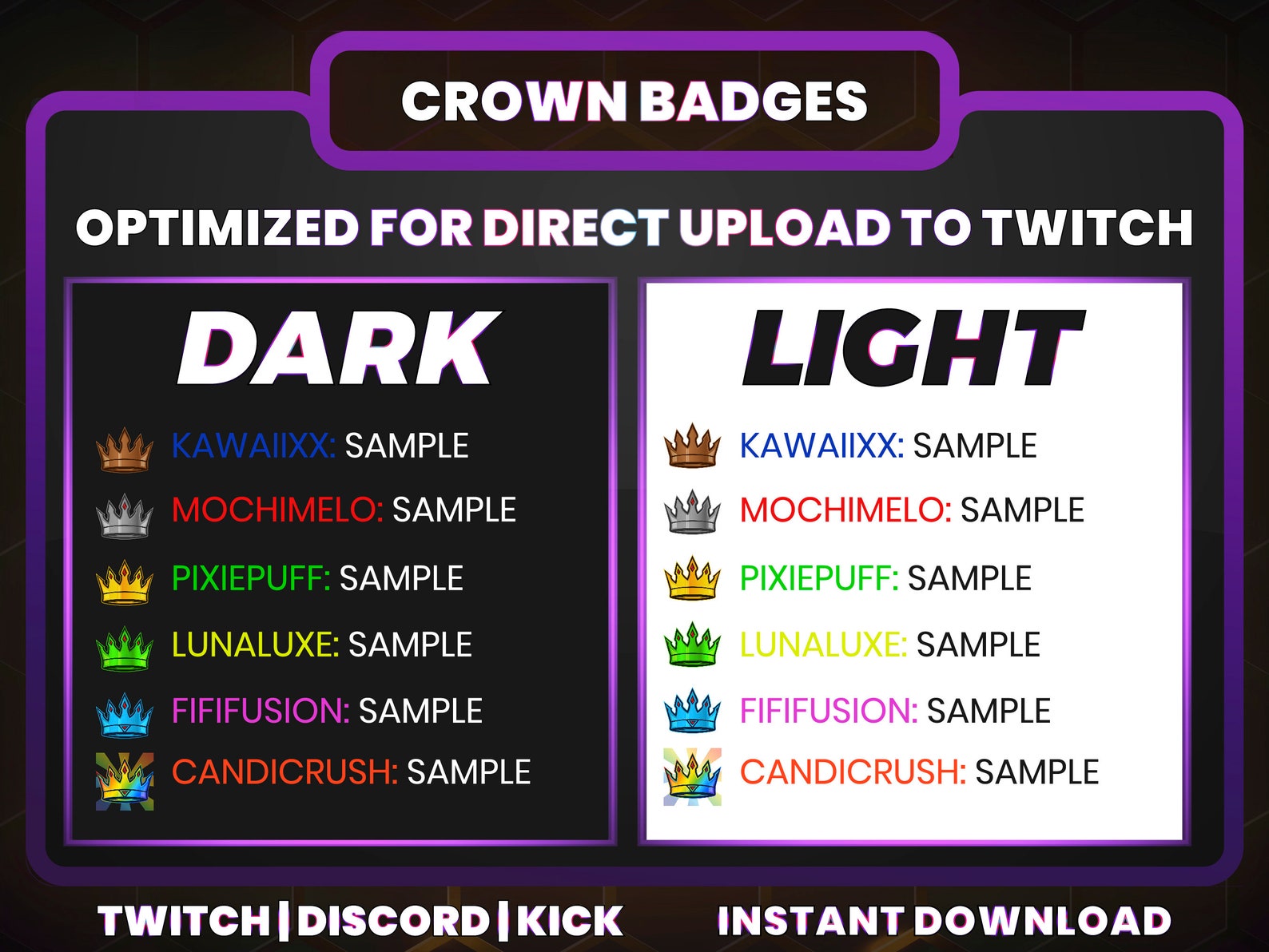 Crown Twitch Sub Badges Royal Bit Badges for Streamers High-quality ...