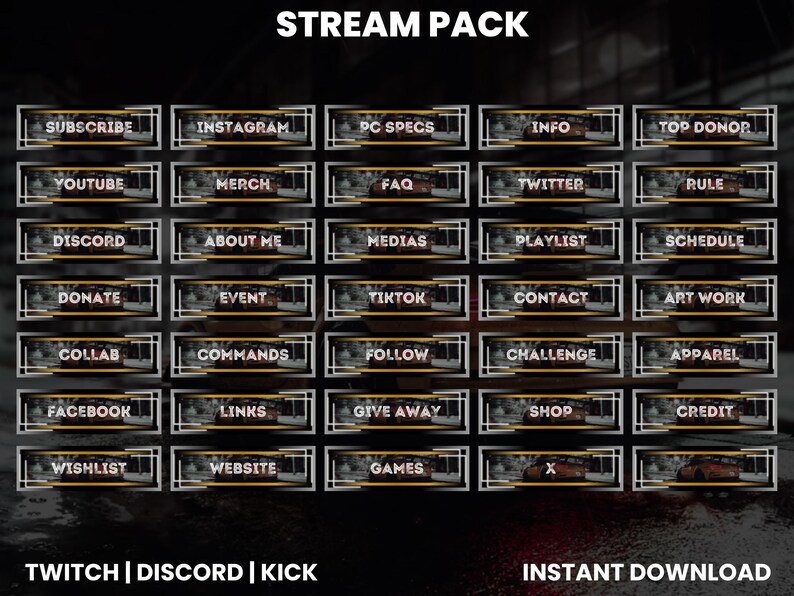 Yellow Porsche GTR Stream Pack | Twitch Overlay, Animated Screens - Etsy