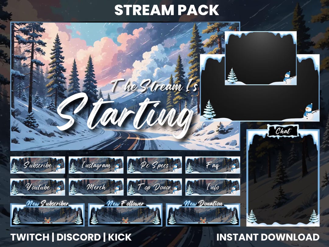 Winter Wonderland Stream Pack | Snowy Mountain OBS Overlays - Etsy