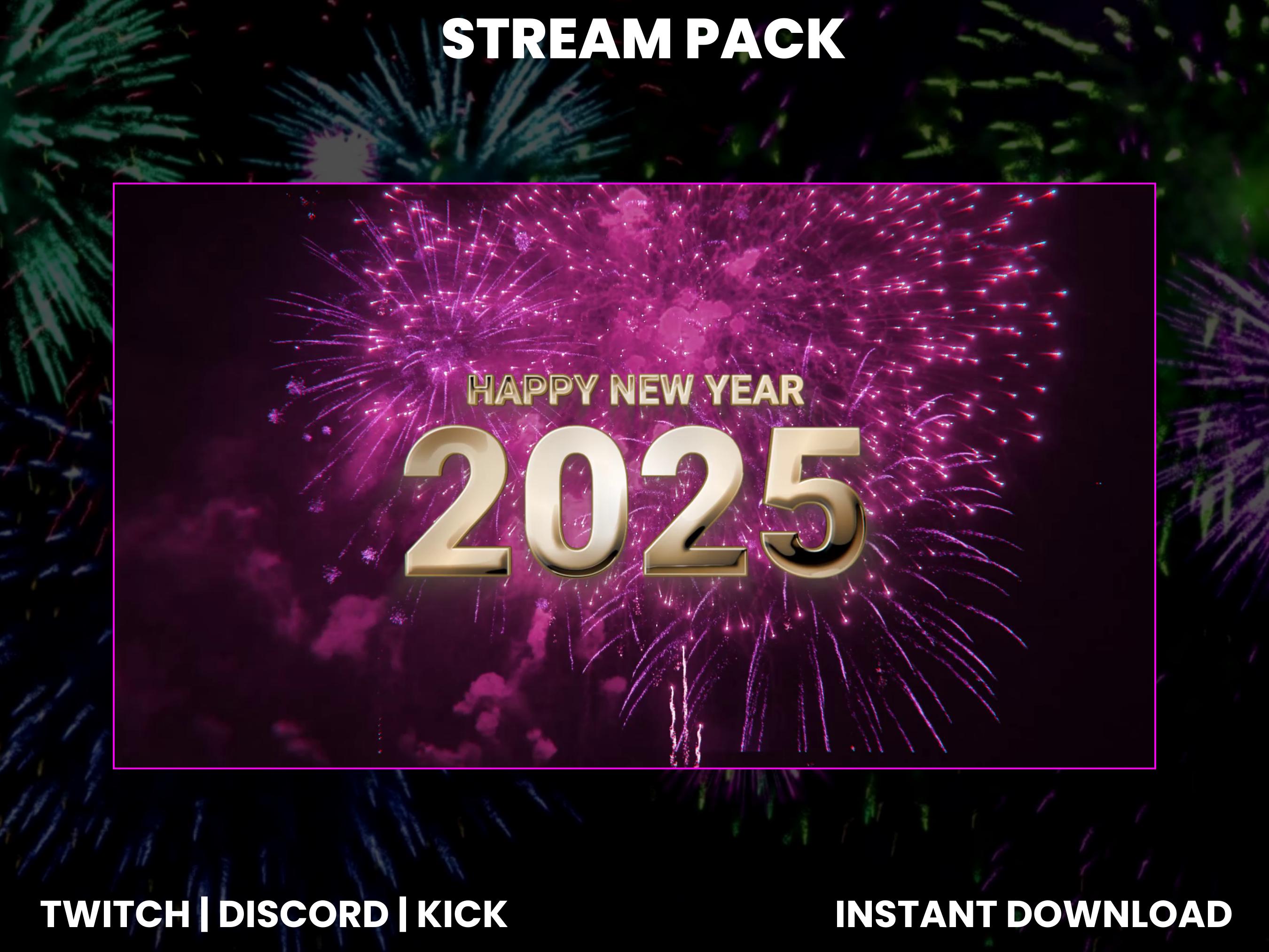 2025 New Year Fireworks Stream Pack | Animated OBS Overlay - Etsy